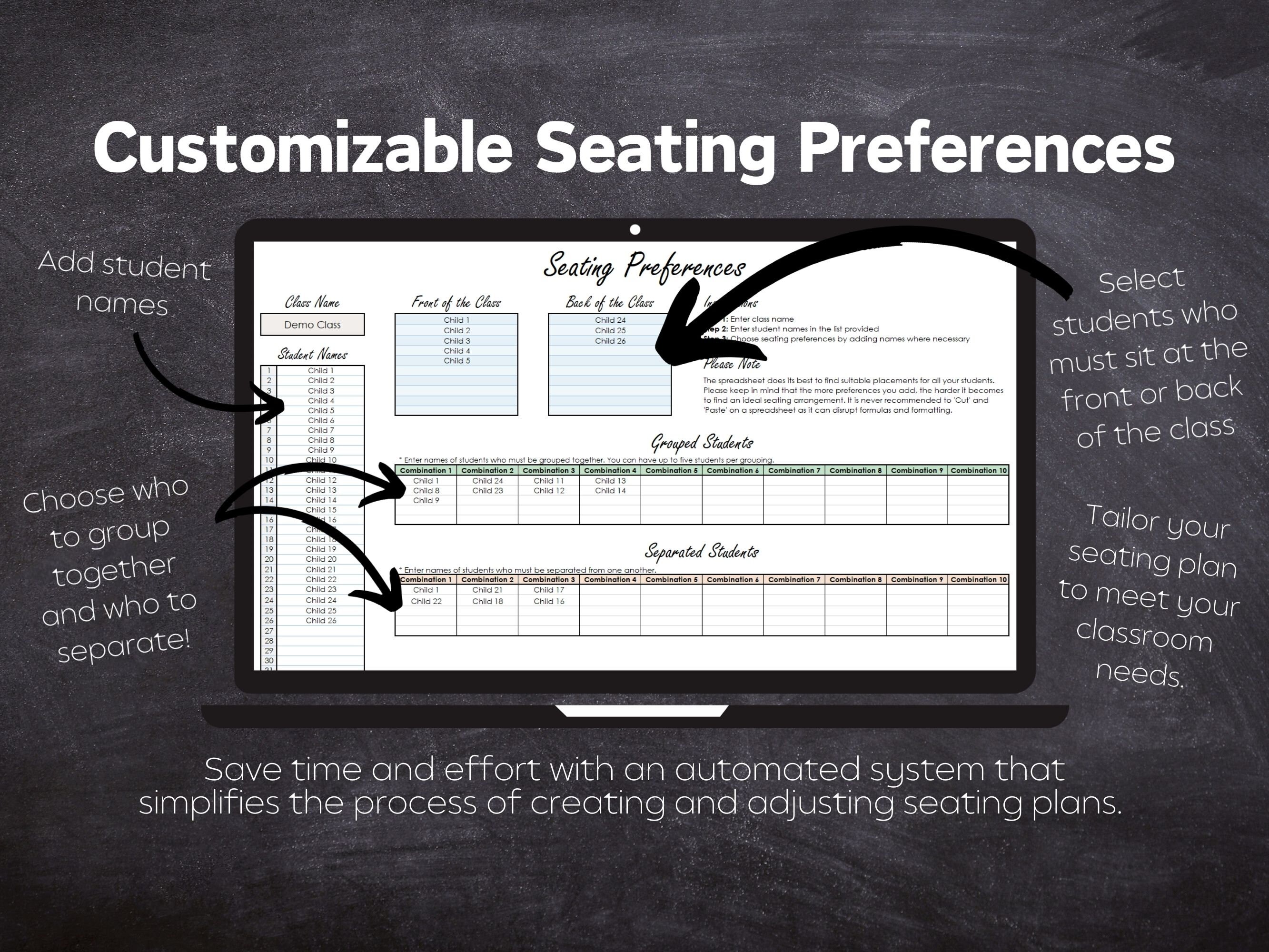 Automated Classroom Seating Plan Tool - Customizable Seating Chart ...