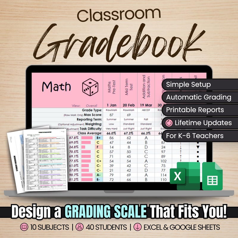 Excel Teacher Gradebook - Etsy