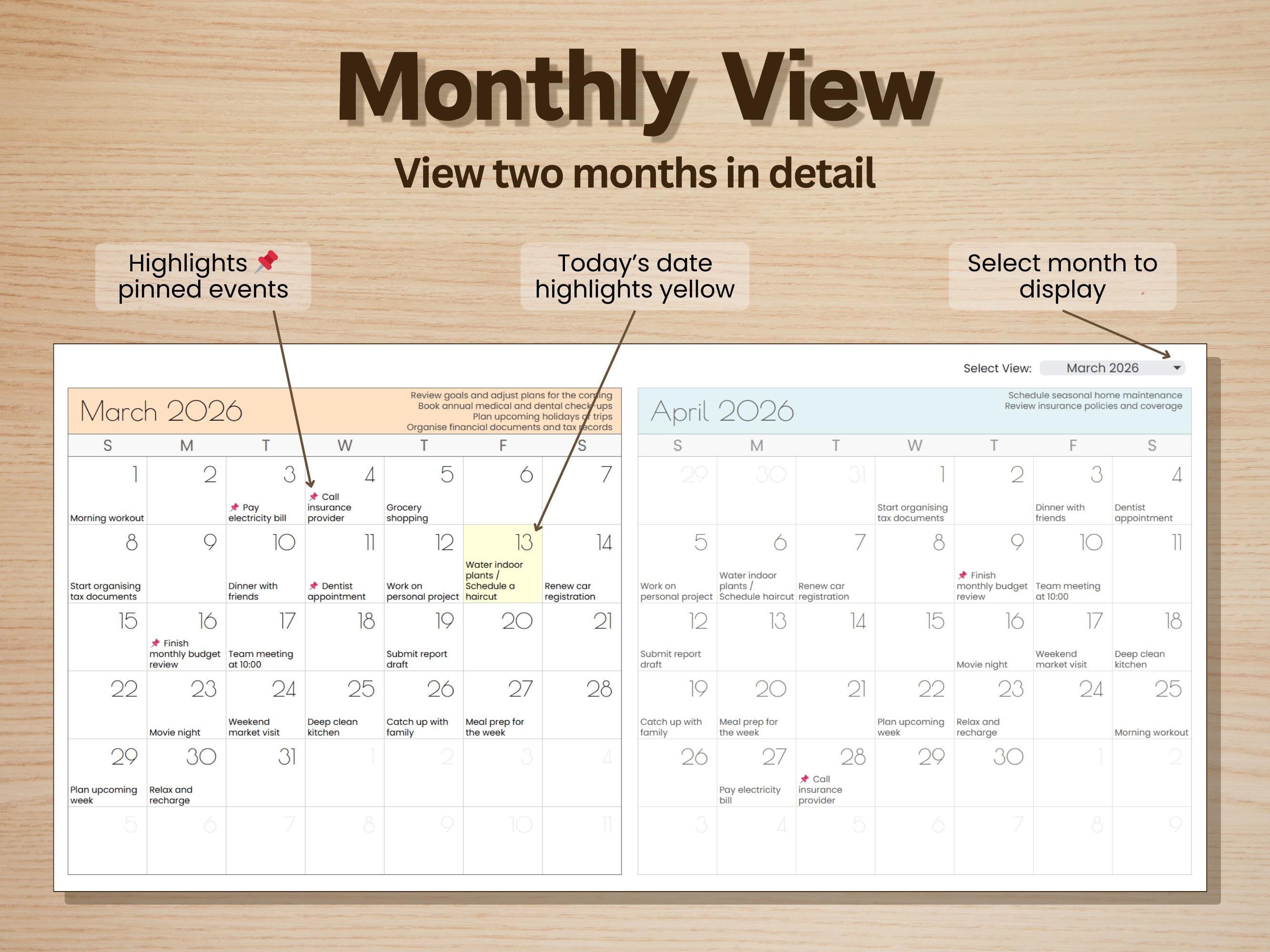Year at a Glance Calendar Spreadsheet | Editable Annual Planner With ...