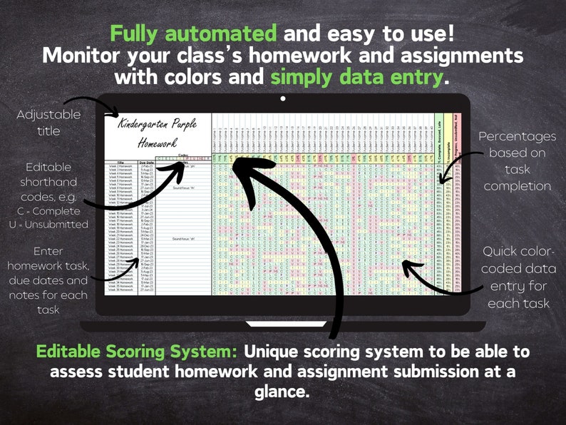 Teacher Homework and Assignment Tracker Spreadsheet Customizable ...