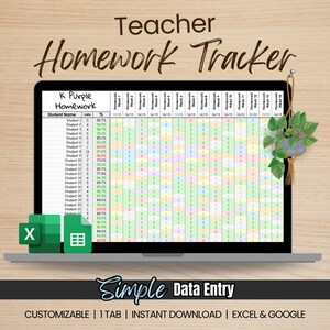Teacher Homework and Assignment Tracker Digital Spreadsheet Editable ...