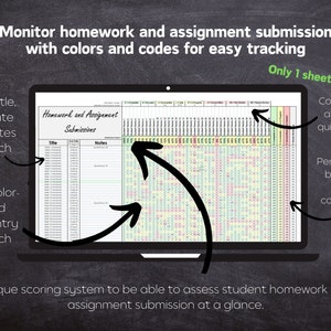 Teacher Homework and Assignment Tracker Spreadsheet Microsoft Excel ...