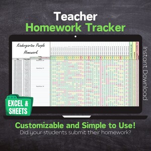 Teacher Homework and Assignment Tracker Spreadsheet Customizable ...