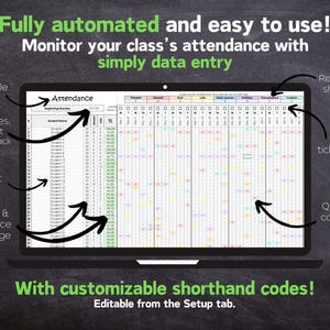 Teacher Attendance Tracker Digital Spreadsheet - Customizable Microsoft ...
