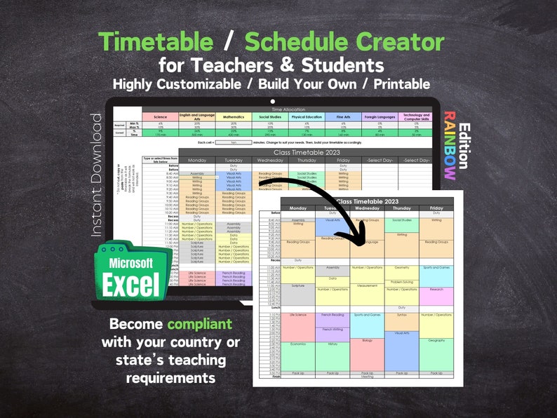 Teacher Schedule Timetable Creator Generator Weekly Plan Digital ...