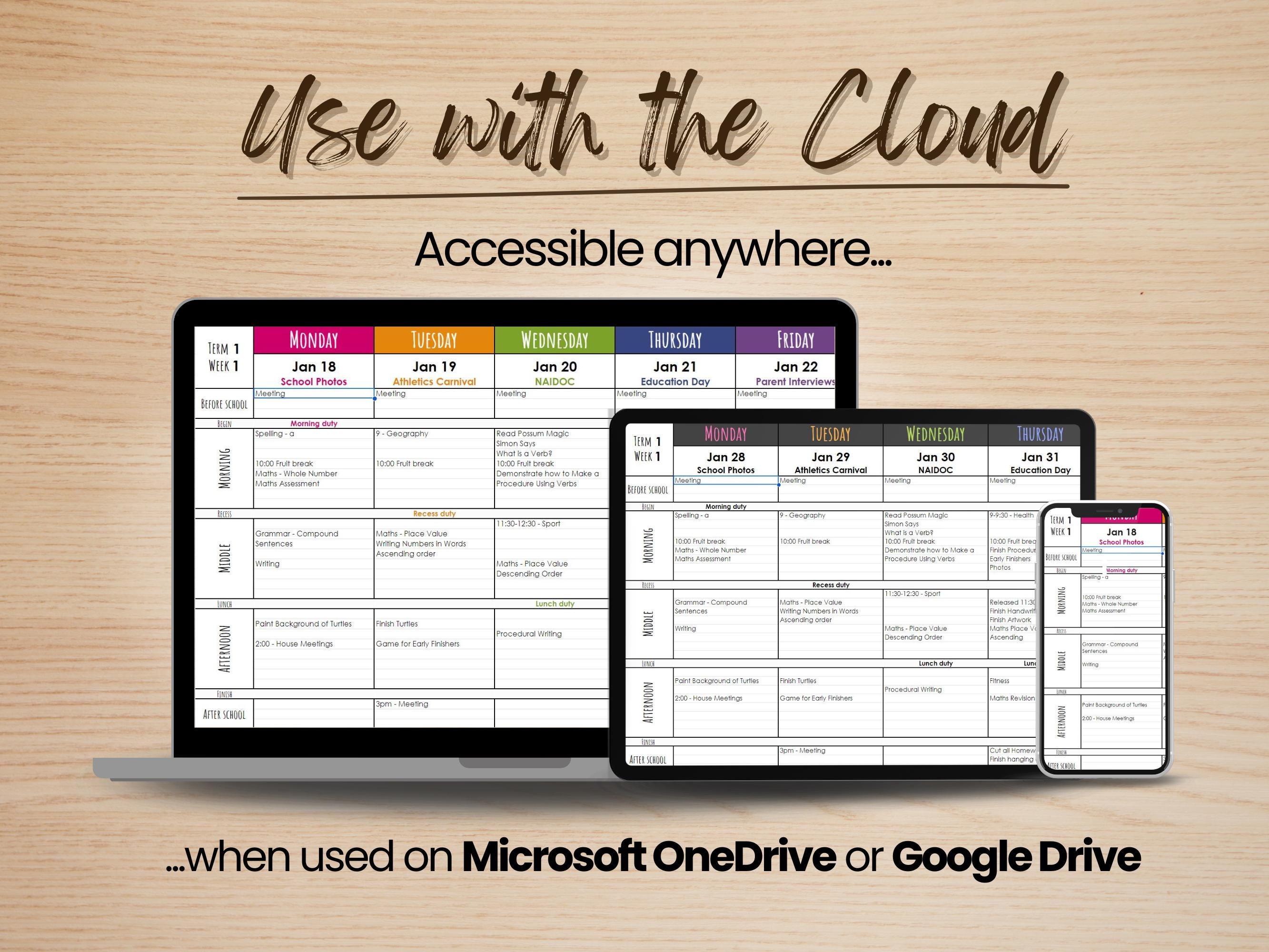 Australian Teacher Digital Weekly Planner - Automatic Dates - Microsoft ...