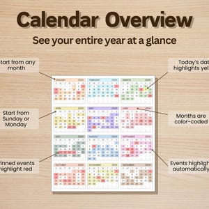 Year at a Glance Calendar Spreadsheet | Editable Annual Planner With ...