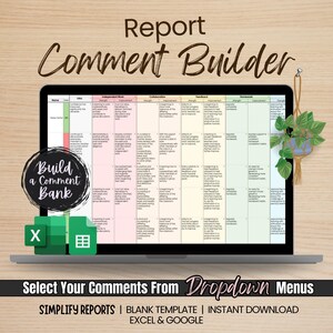 Teacher Report Comment Builder / Blank Editable Template for Google ...