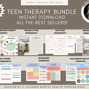 Teen Therapy Mega Worksheet Bundle Therapist Journal Anxiety - Etsy
