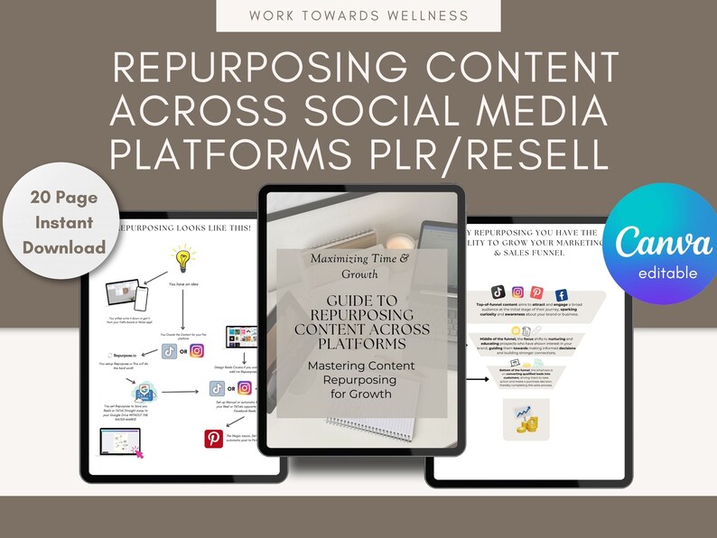 Social Media Content Repurposing Guide: PLR/MRR, Canva Editable ...