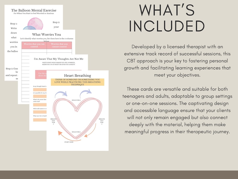 CBT Coping Cards: Anxiety & Self-care Worksheets (canva Editable, PDF ...