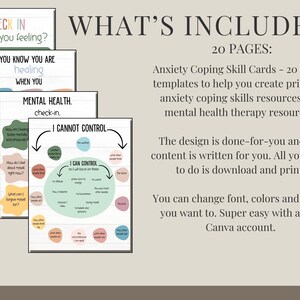 Anxiety and Depression Coping Skills Flashcards Canva Templates ...