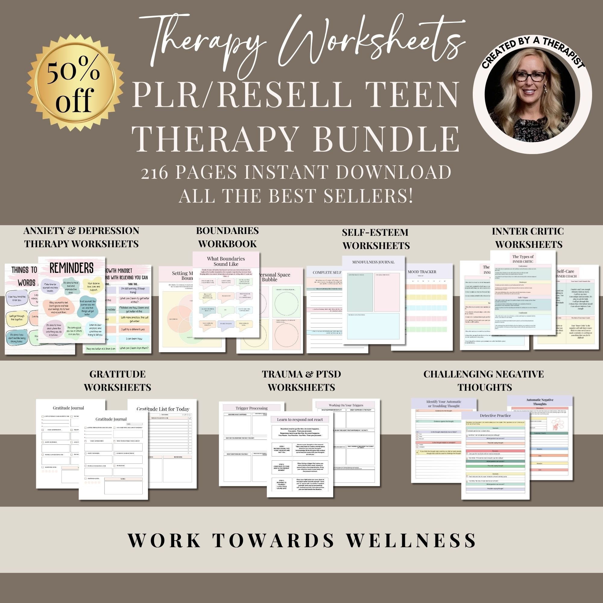 Teen Therapy Mega Worksheet Bundle, Therapist Journal Anxiety ...