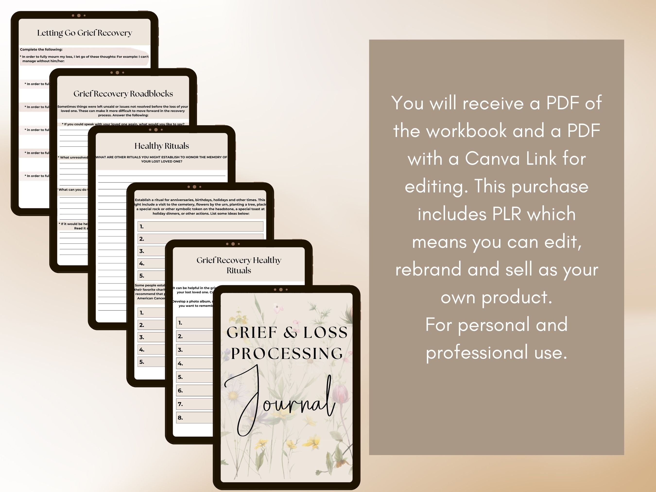 Grief Therapy Workbook Bundle: Coping Skills & Rituals (PDF) - Etsy