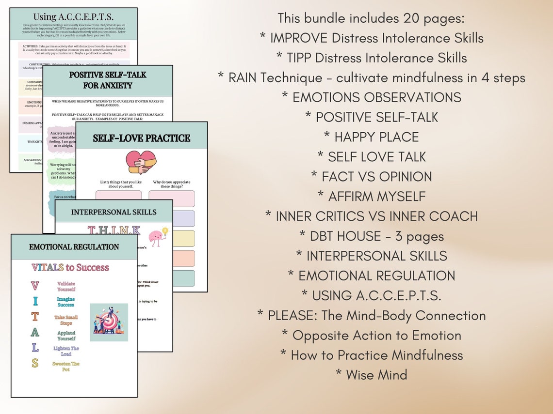 DBT Bundle, DBT Worksheets, DBT Cheat Sheet, Dbt Handout, Dbt Skills ...