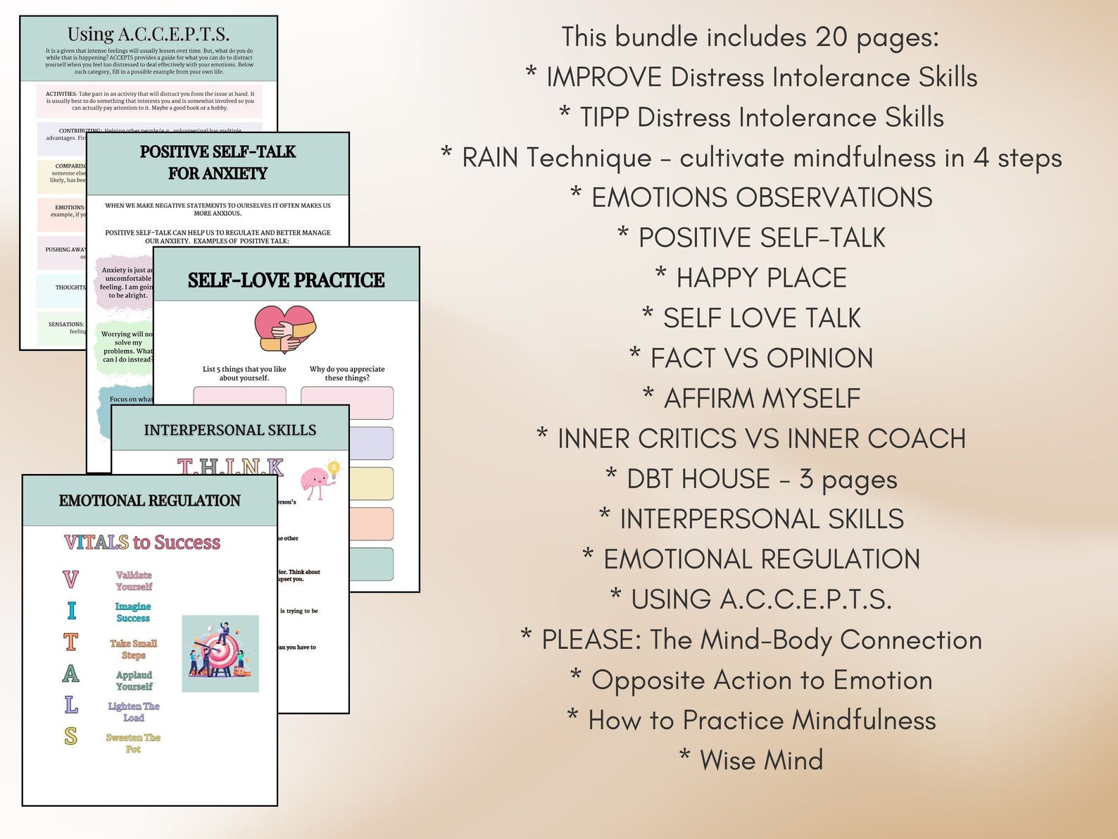 DBT Bundle, DBT Worksheets, DBT Cheat Sheet, Dbt Handout, Dbt Skills, Dbt Resource, Dbt ...