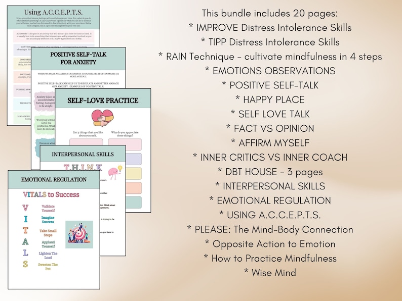 DBT Bundle, DBT Worksheets, DBT Cheat Sheet, Dbt Handout, Dbt Skills ...