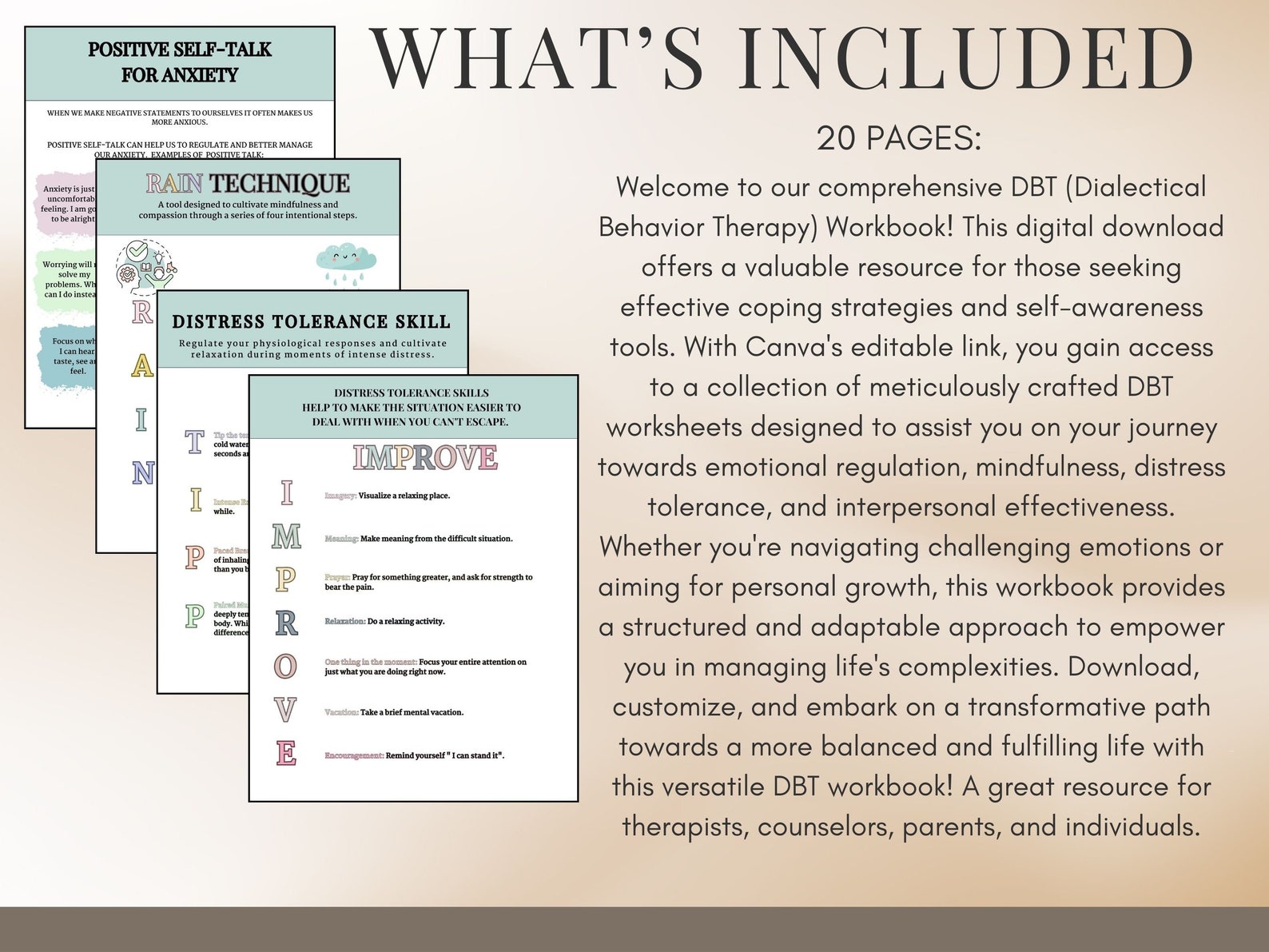 DBT Bundle, DBT Worksheets, DBT Cheat Sheet, Dbt Handout, Dbt Skills ...