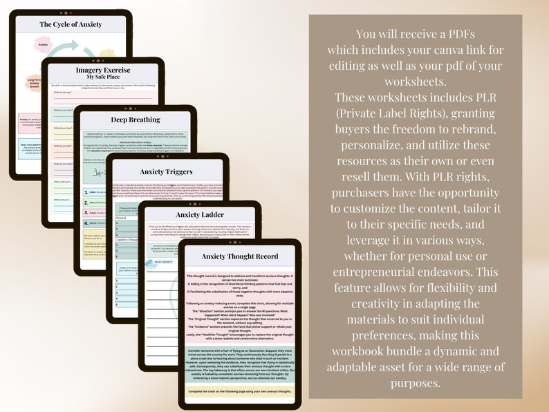 Therapy Worksheet Bundle,psychology Resources,anxiety Worksheets ...
