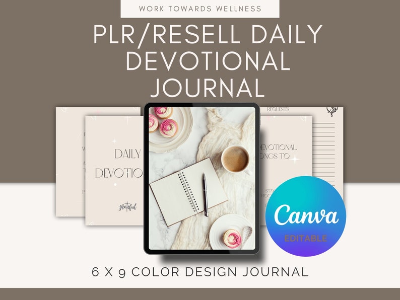 PLR Daily Devotional Journal: 45-day Printable Canva Template (6x9 PDF ...