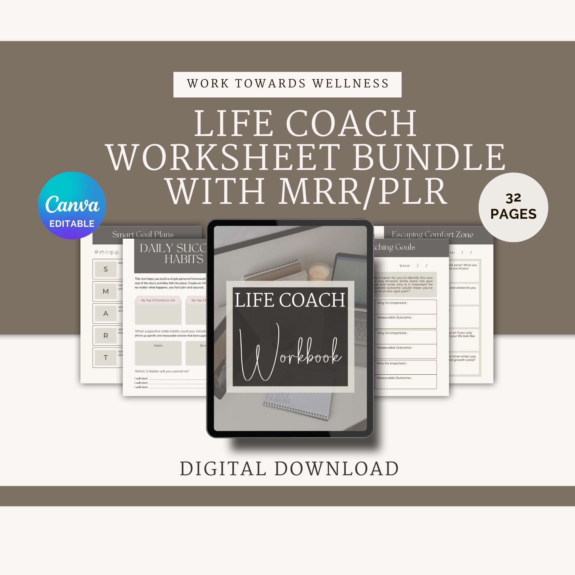Life Coach Worksheet Bundle With PLR and MRR, Therapy Tools and ...