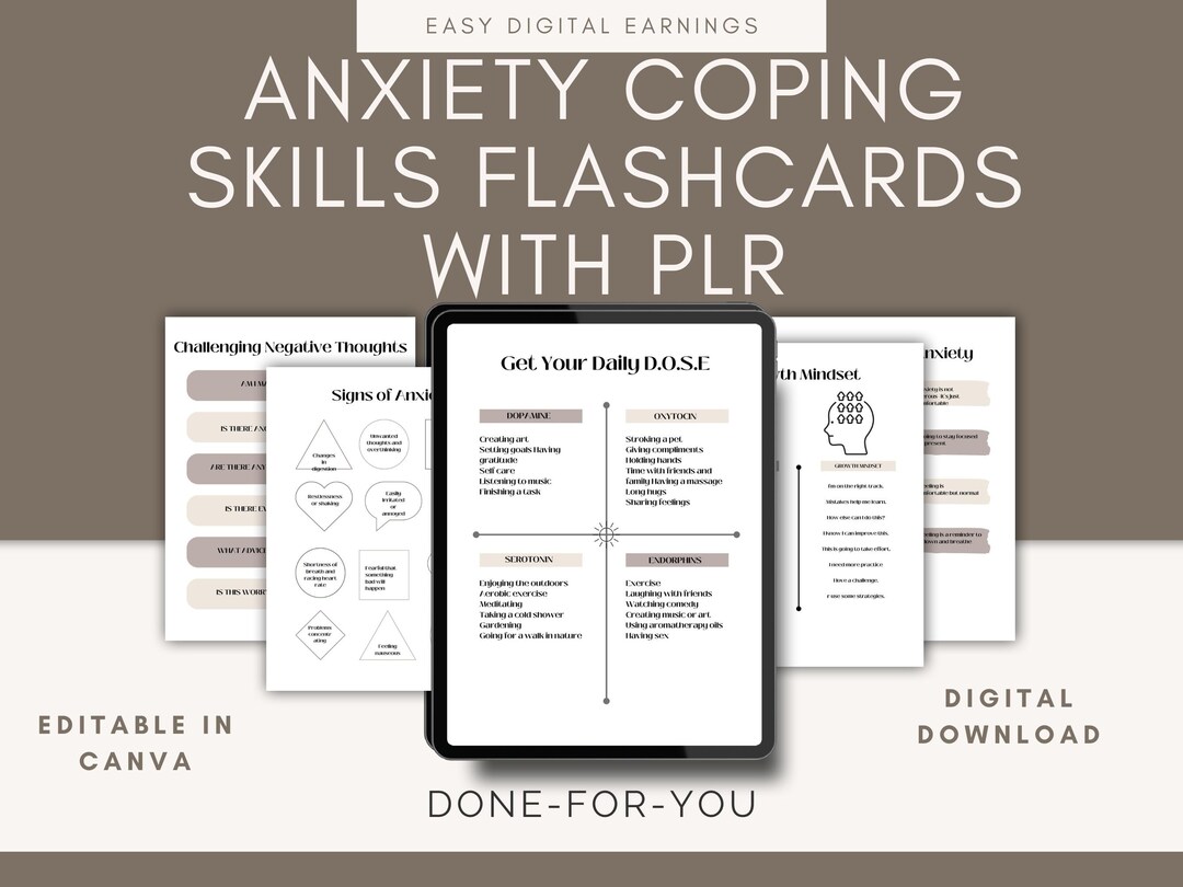 Anxiety Coping Skills Flashcards Canva Templates, Anxiety Coping Skill ...