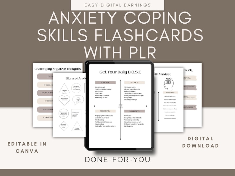 Anxiety Coping Skills Flashcards Canva Templates, Anxiety Coping Skill ...