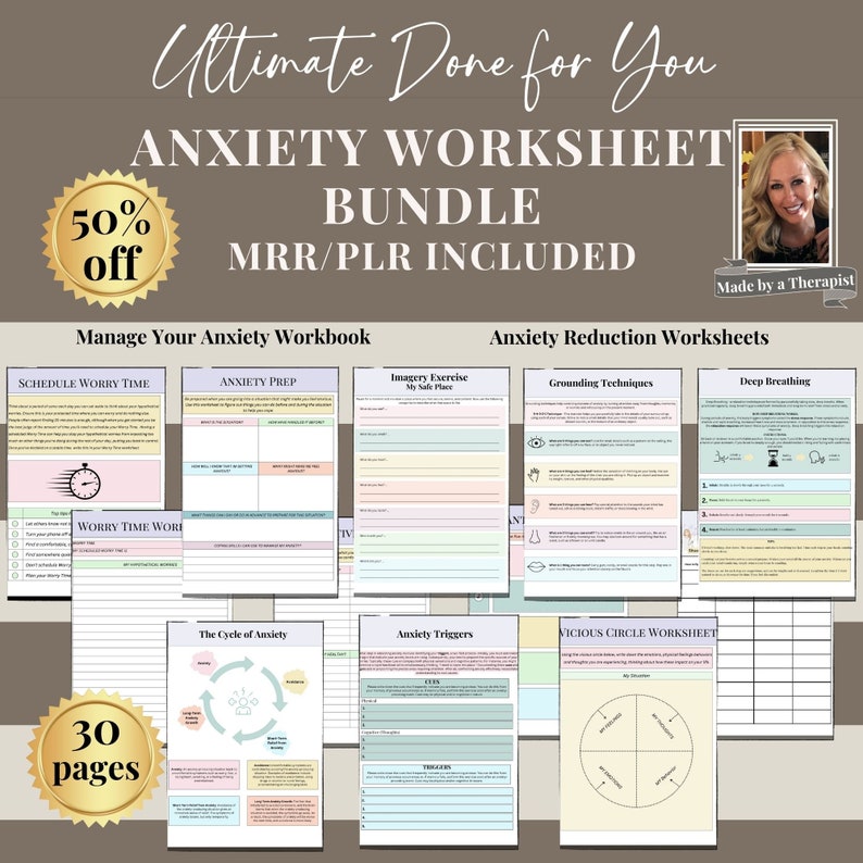 Therapy Worksheet Bundle,psychology Resources,anxiety Worksheets ...