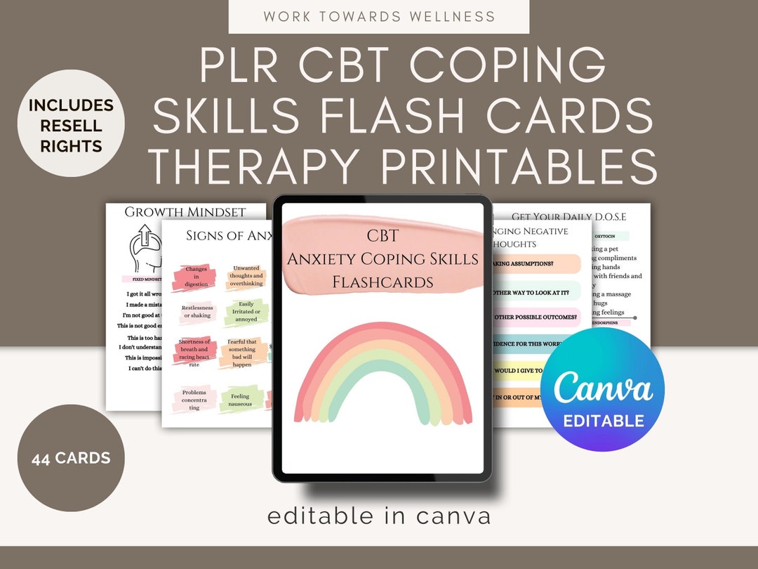 CBT Coping Skills Flashcards: Anxiety & Therapy Printables (digital ...