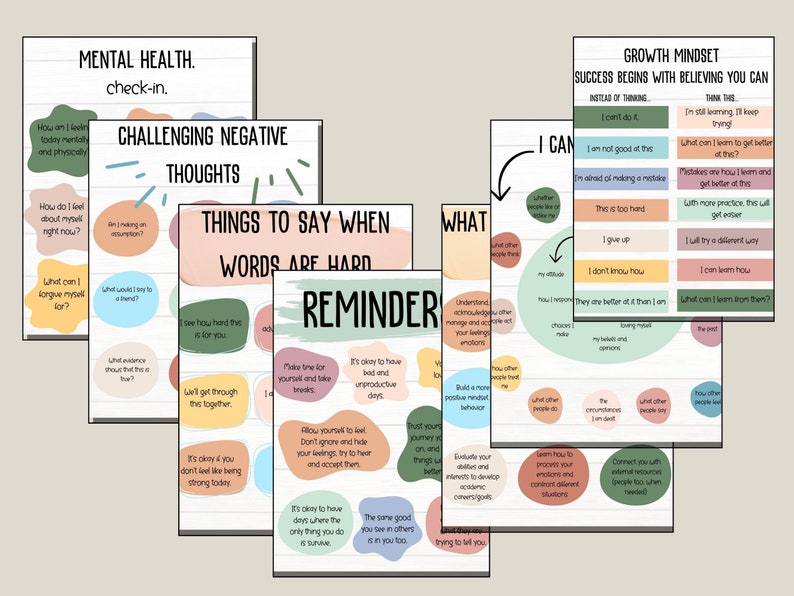 Anxiety and Depression Coping Skills Flashcards Canva Templates ...