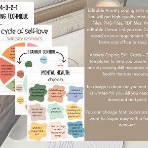 Anxiety and Depression Coping Skills Flashcards Canva Templates ...