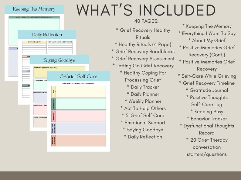 Grief Therapy Workbook: Coping Skills & Rituals (40 Pages) (PDF) - Etsy