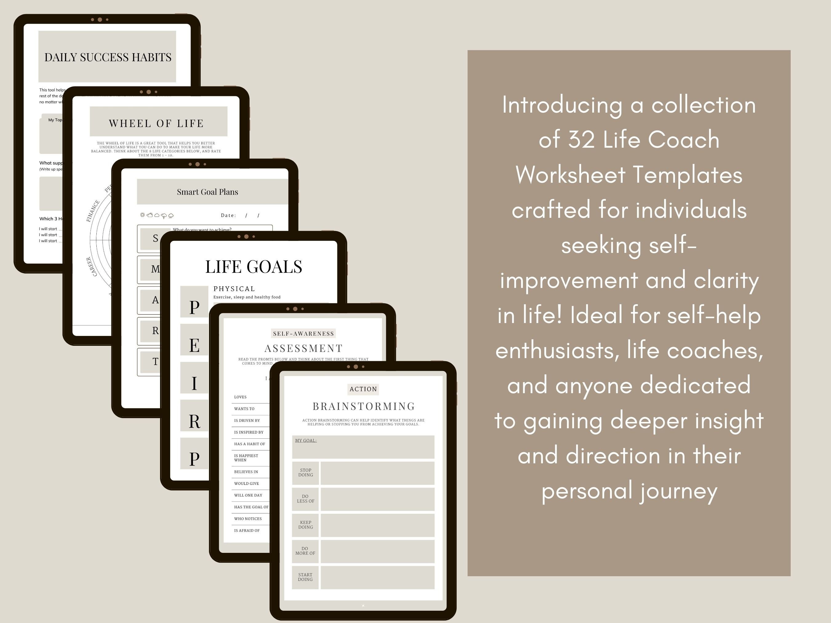 Life Coach Worksheet Bundle: Canva Editable Therapy Tools (digital ...