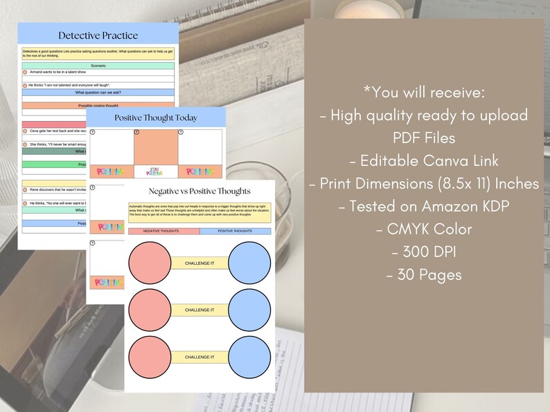 Thought Challenging Worksheets, CBT Therapy, Cognitive Behavioral ...