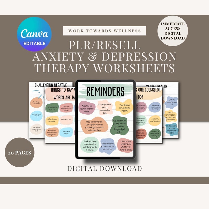 Anxiety and Depression Coping Skills Flashcards Canva Templates ...