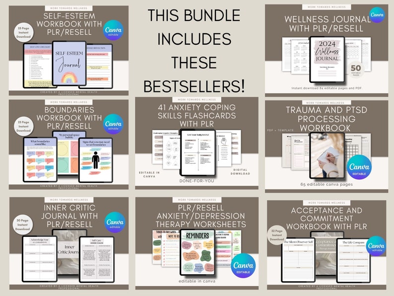 Therapy Worksheet Bundle, Psychology Resources,inner Critic, Boundaries ...