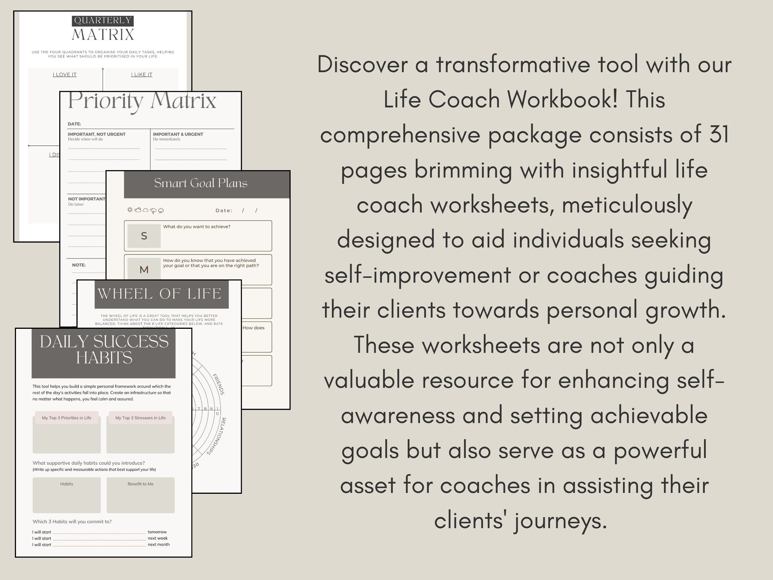 Life Coach Worksheet Bundle With PLR and MRR, Therapy Tools and ...