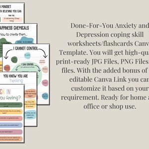 Anxiety and Depression Coping Skills Flashcards Canva Templates ...