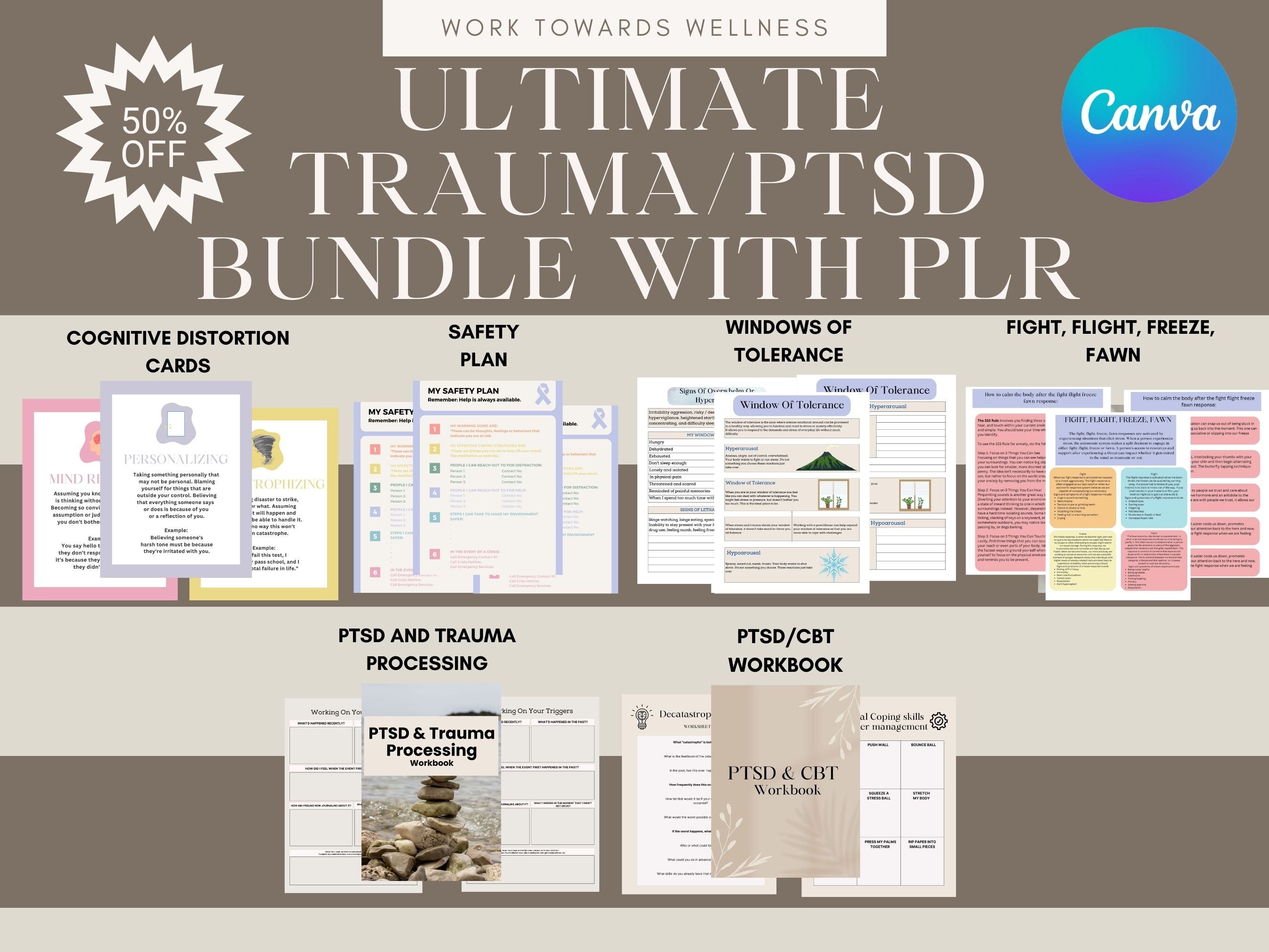 Trauma Therapy Bundle, Anxiety Coping Skill Card, Therapy Worksheets ...