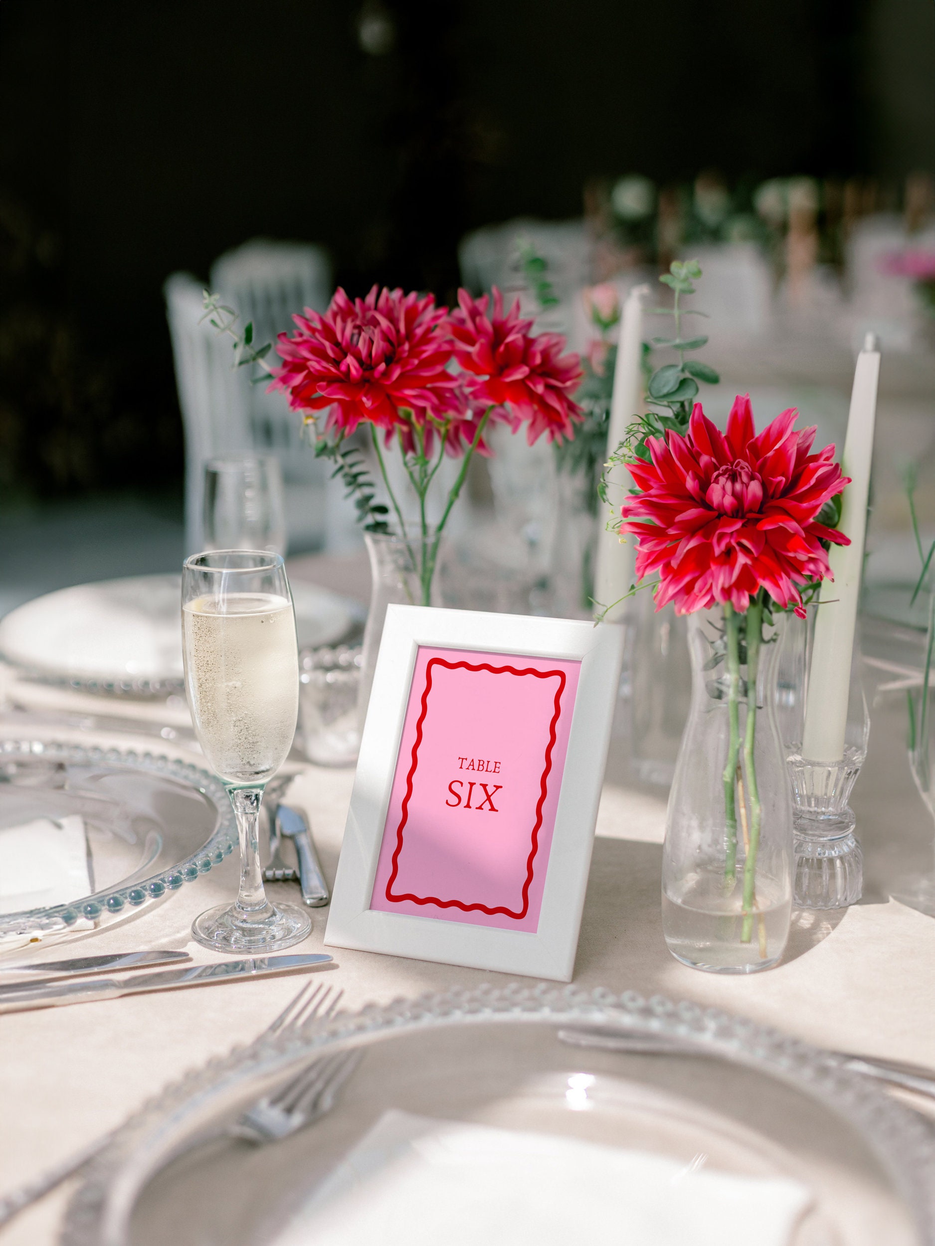 Pink and Red Wedding Template Bundle, Modern Printable Invite, Vintage ...