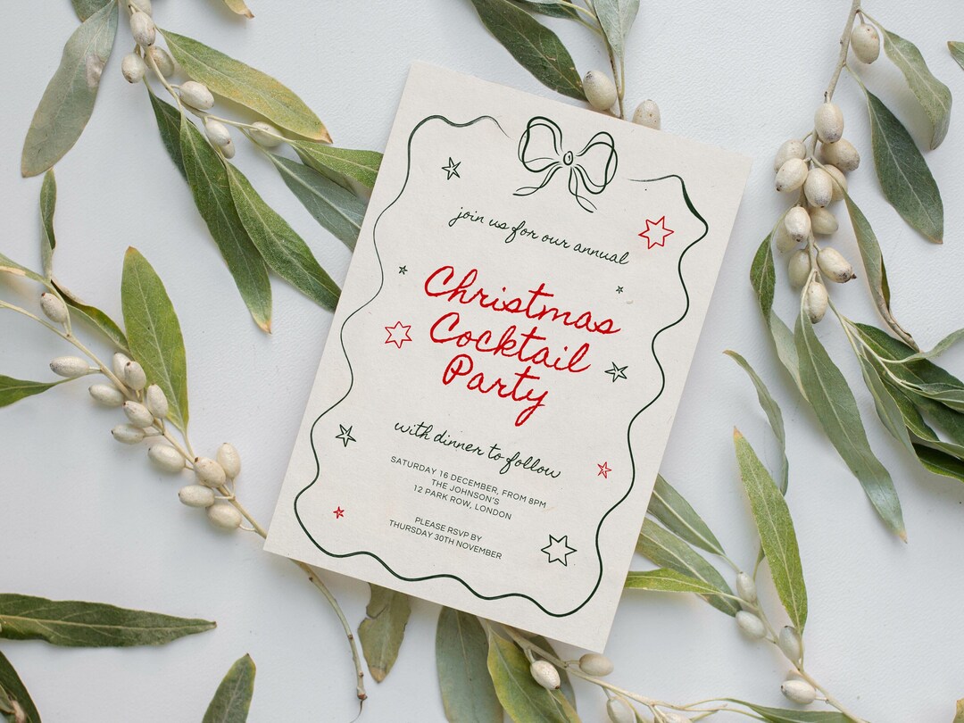 Cocktail Party Invite Hand Drawn Canva Template | Whimsical Cocktail ...