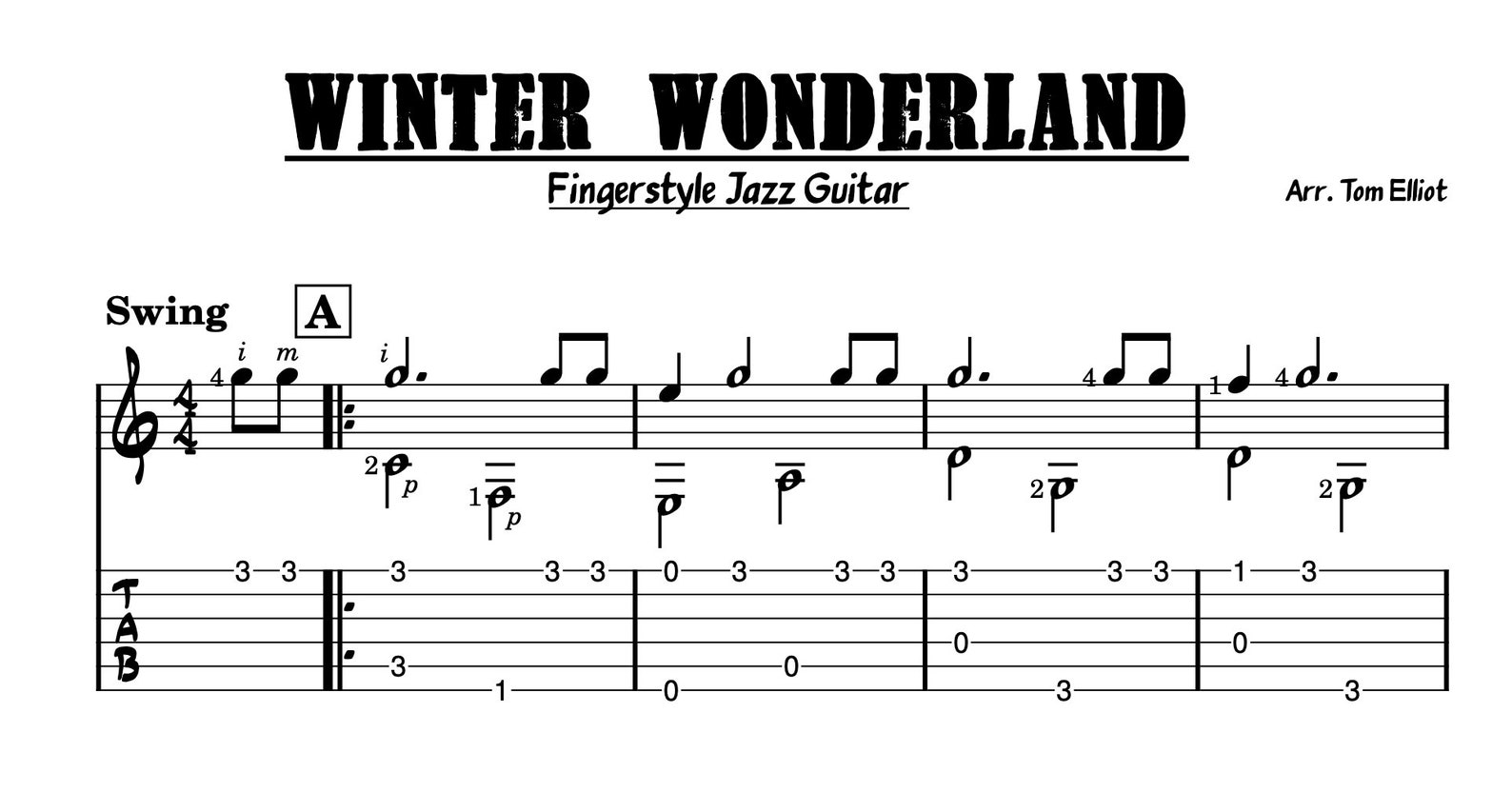 Winter Wonderland - Fingerstyle Guitar (TAB and Notation, Christmas ...