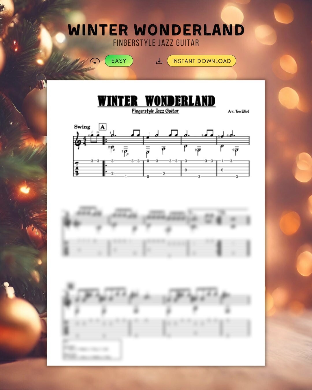 Winter Wonderland - Fingerstyle Guitar (TAB and Notation, Christmas ...