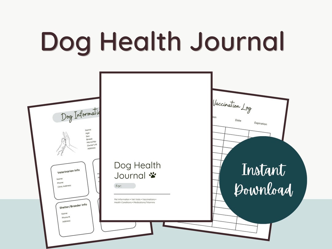 Dog Health Journal Printable, Pet Health Tracker, Puppy Record Keeper ...