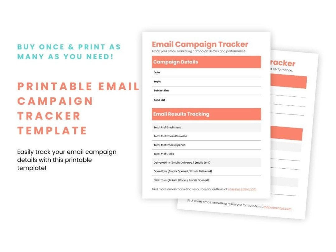 Printable Email Marketing Campaign Tracking Template for Self-published ...
