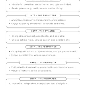 MBTI 16 Personality Types Cheat Sheet for Character Profile Development ...