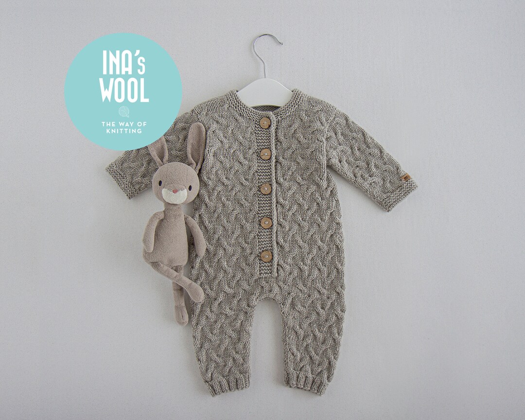 Gray Handmade Merino Jumpsuit, Extra Soft Merino Wool, 1-3 Months Size ...