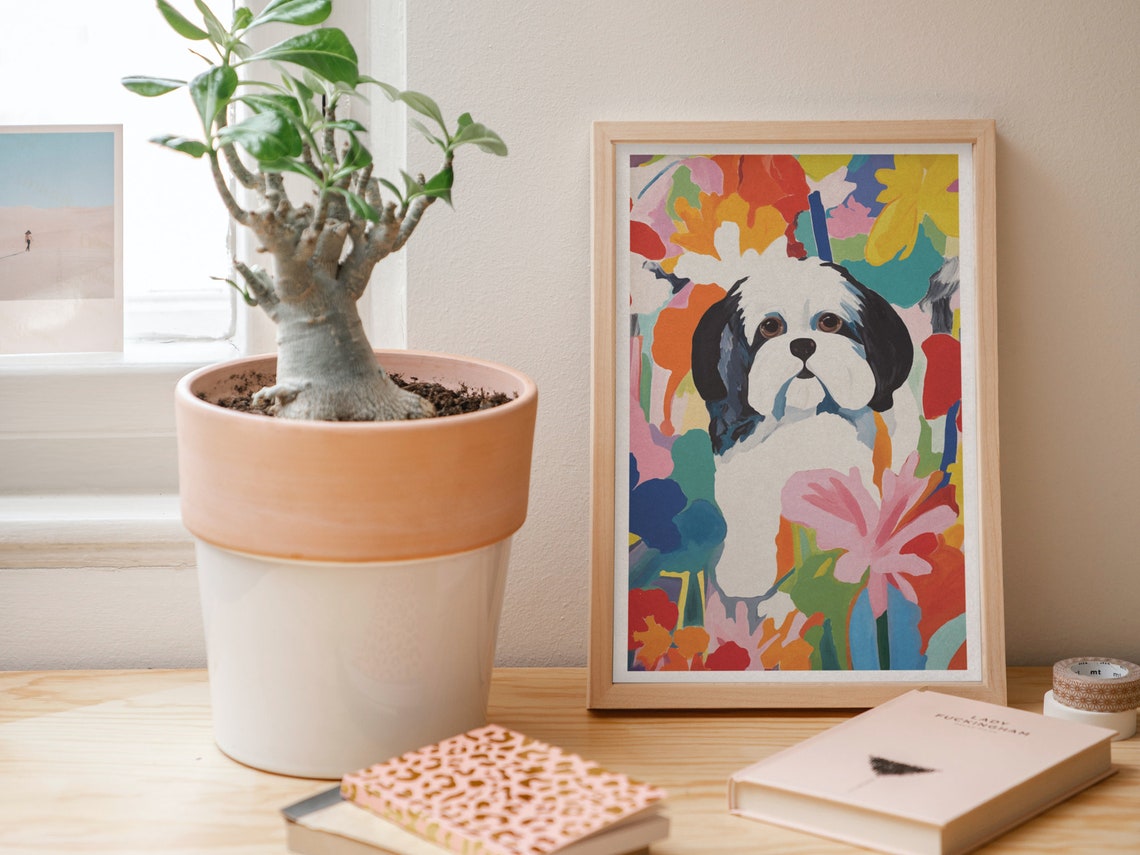 Personalised Shih Tzu Wall Art Print Home Decor, Aesthetic Wall Art ...