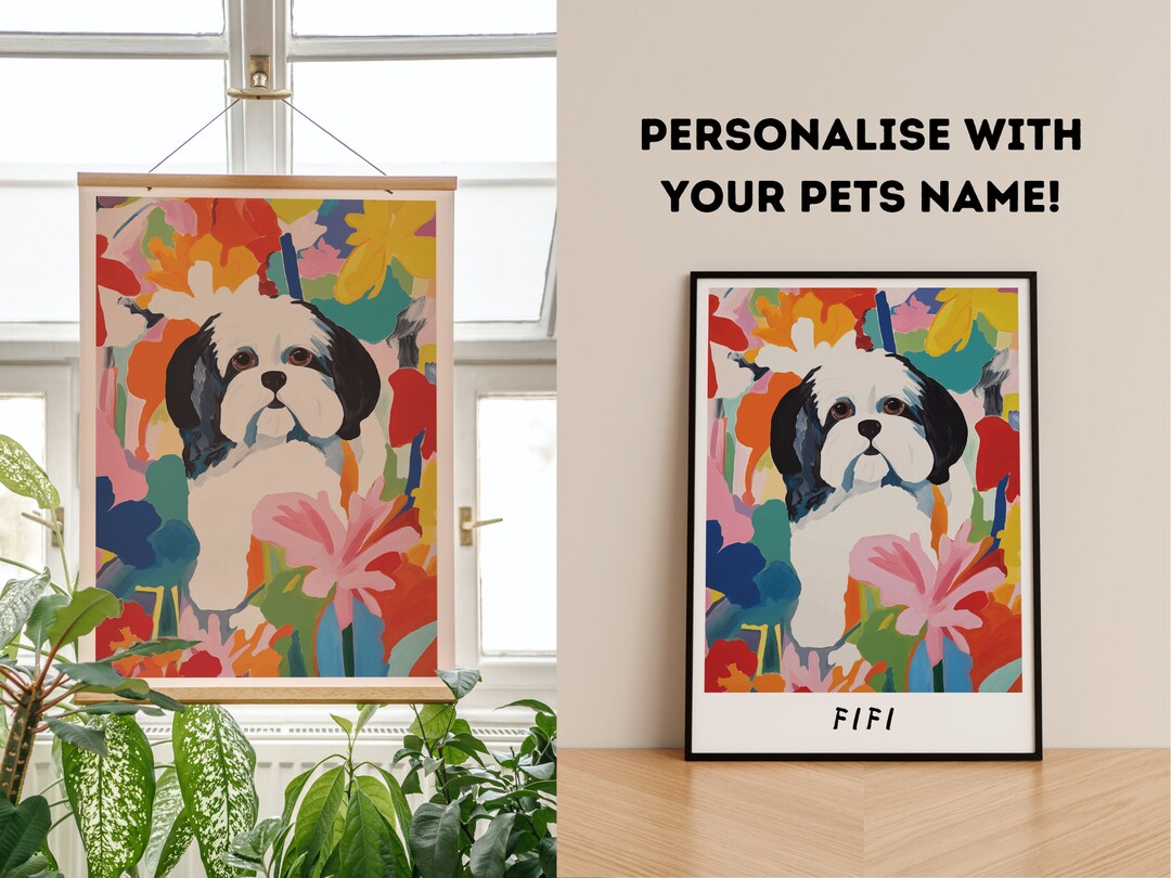 Personalised Shih Tzu Wall Art Print Home Decor, Aesthetic Wall Art ...