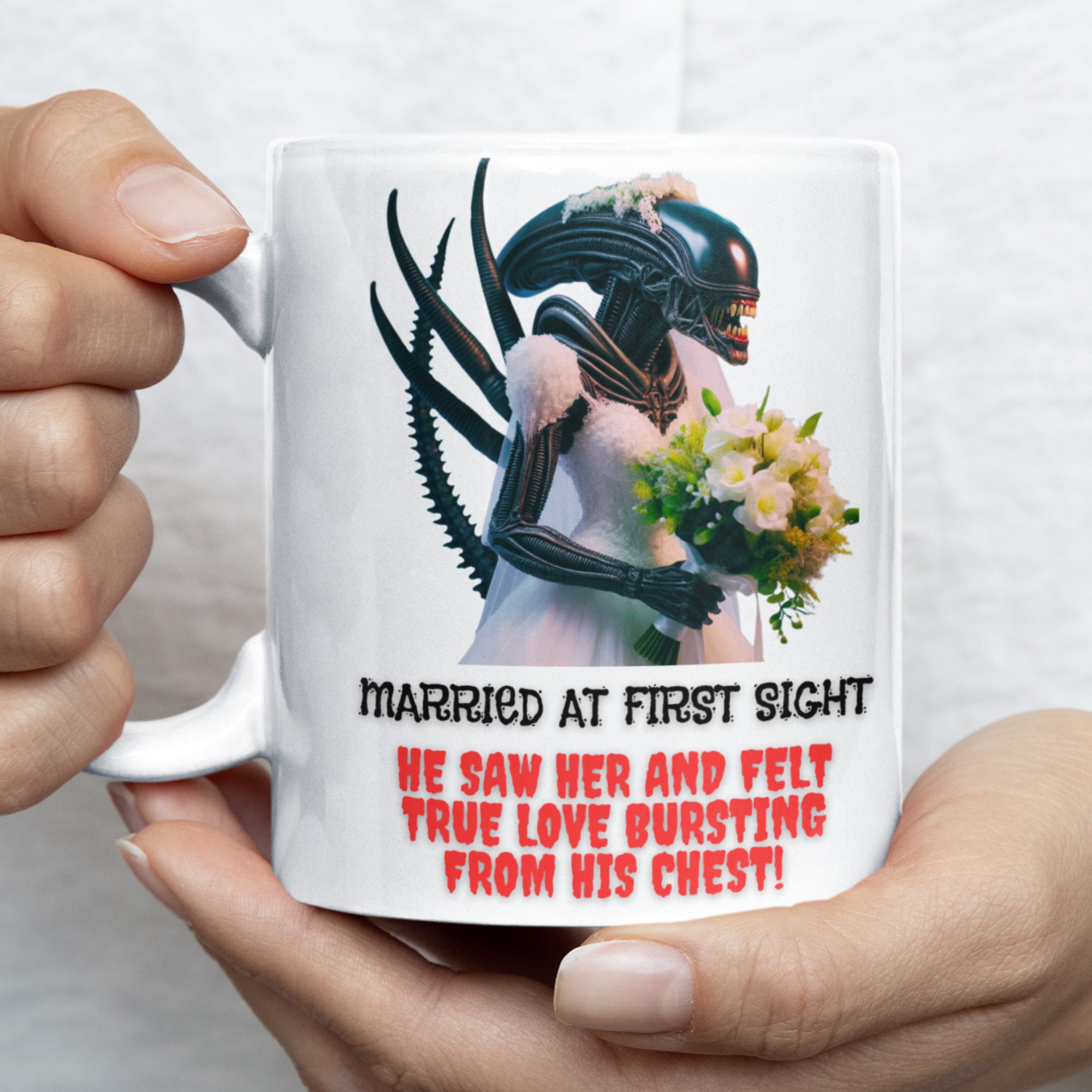Married at First Sight Xenomorph Mug, Xenomorph Bride Mug, Aliens Fan ...